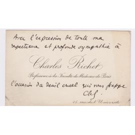 Autographe de Charles Richet Prix Nobel de médecine 1913 | Rakuten