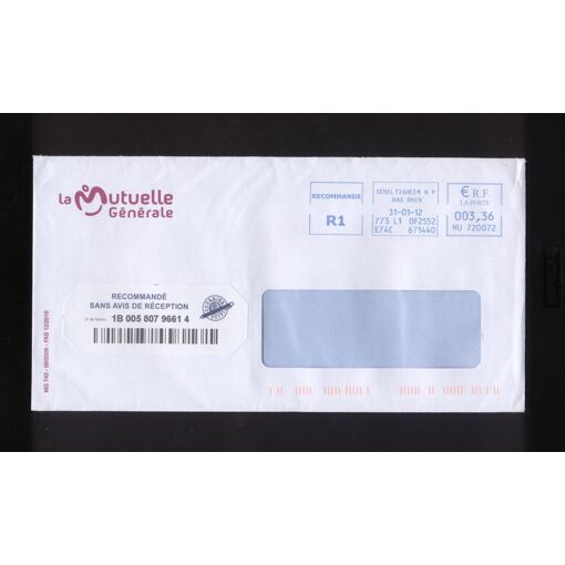 Timbre Stamp Enveloppe Envelope à fenêtre EMA 3,36 euro La Mutuelle ...