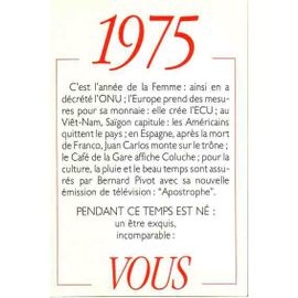 1975 ~ Principaux événements de l'année. Carte d'anniversaire | Rakuten