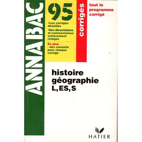 Annabac 95 corrigés histoire géographie L, ES, S | Rakuten