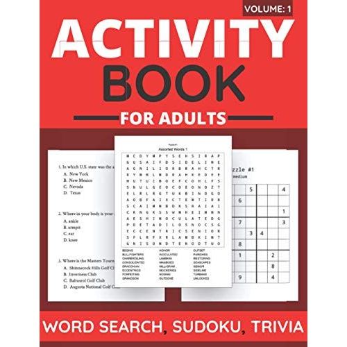 Activity Book For Adults - Word Search, Sudoku, Trivia: 100+ Large ...