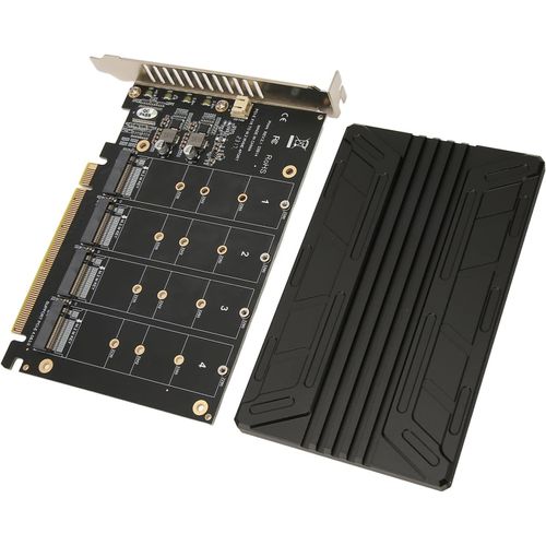 Adaptateur Quad M.2 NVME vers PCIe, Carte Adaptateur M.2 M Key SSD vers PCIEx16 avec Dissipateur ...
