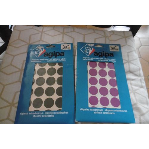 Agipa pochette étiquettes gommettes rondes autocollantes 24mm lot de 2 ...
