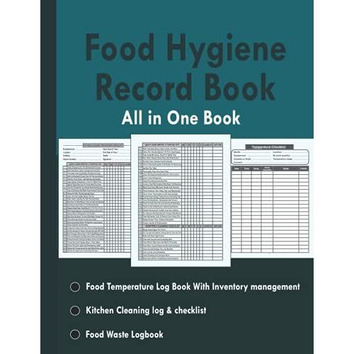 All in One Book Food Hygiene Record Book: Food Temperature Log Book ...