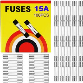 Assorties Kit de 100pcs Fusible Verre 5×20mm 15A Cartouche en Verre Fuse Coup Rapide Voiture ...
