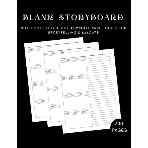 Blank storyboard: Notebook Sketchbook Template Panel Pages for ...