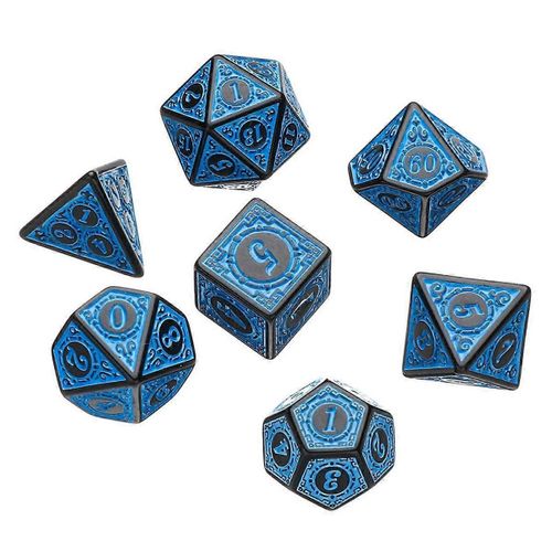 Bleu 7 Pcs pour TRPG DND Jeu de dés Acrylique Multi-Face 7 Matrices D4-D20 Polyédrique Dés Table ...