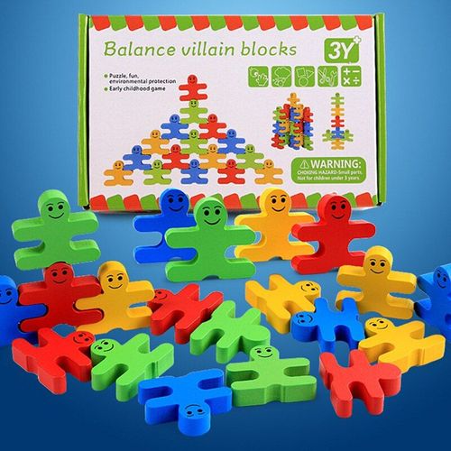 Blocs de construction en bois pour bébés, 1 boîte, jeu de vilain d'équilibre, amusant, petit ...