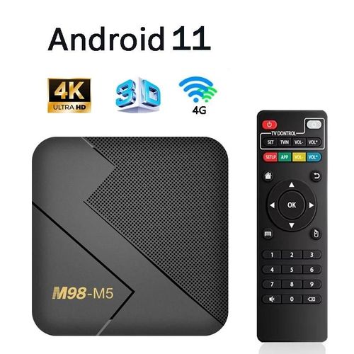 Boîtier TV Android 11 quad-core Wi Fi 4G HD 4K 3D M98 M5 décodeur ...