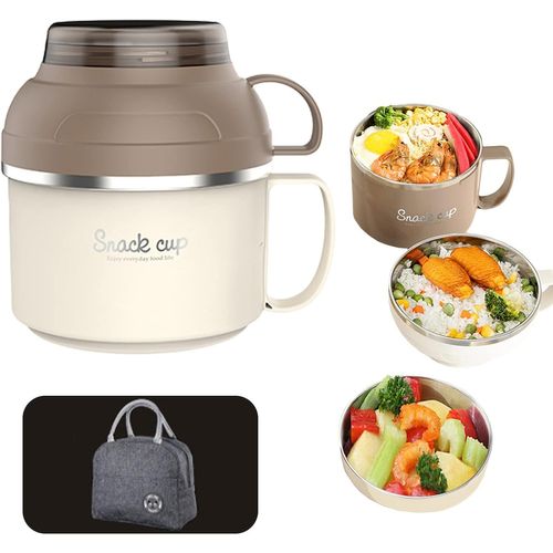 Brun Boîtes Bento Isotherme à 2 Couches,Lunch Box INOX avec Sac Lunch ...