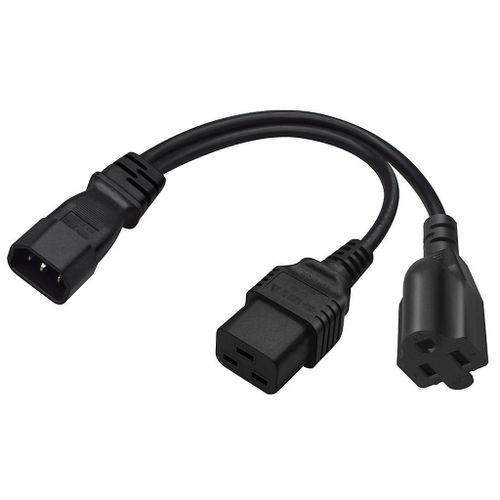 Câble adaptateur secteur IEC320 C14 à IEC320 C19+Nema 5-15R, 3 bornes mâle à femelle Connecteur ...