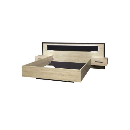 Cadre de lit 140*190 cm avec chevets Chêne + LEDs - LOPEL | Rakuten