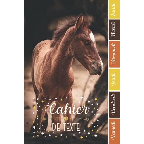 CAHIER DE TEXTE: Cheval poulain dans la nature avec coloriages étoiles ...