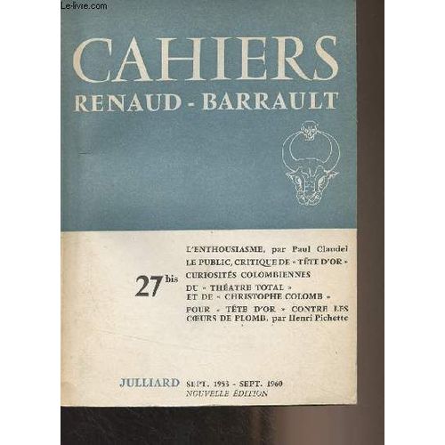 Cahiers Renaud-Barrault n°27bis Sept. 1953-Sept. 1960 - Nouvelle ...