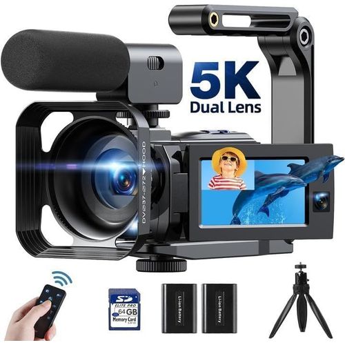 Caméra Vidéo 5K Caméscope 56Mp Double Objectif Wifi 16X Zoom 3.0 ...