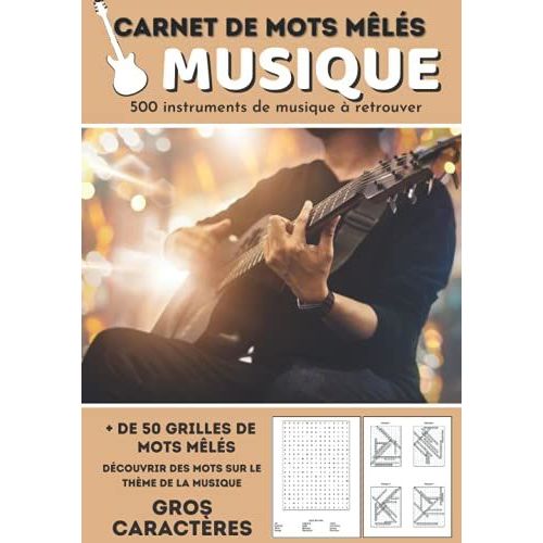 CARNET DE MOTS MÊLES MUSIQUE: Plus de 50 grilles de mots cachés sur le ...