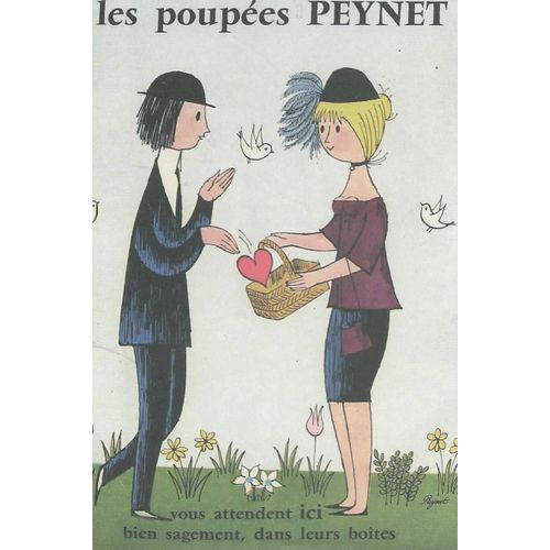 Carte à collectionner " les poupées peynet " ( reproduction de la publicité pour les poupées ...