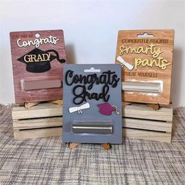 Carte de Graduation en Bois Cartes de Voeux Félicitations Écriture ...