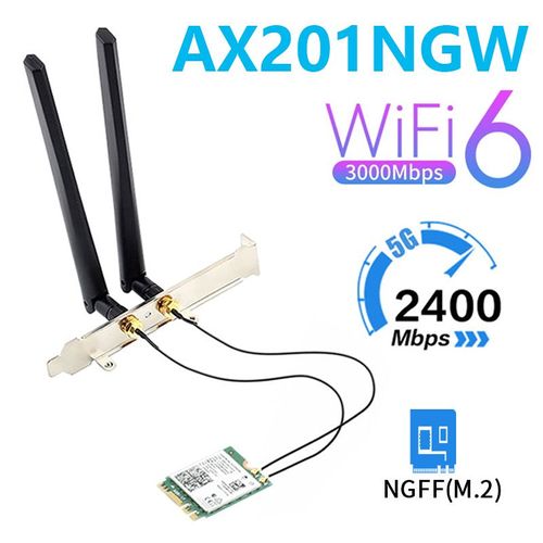 Carte Intel AX201 M.2 Key E Wifi, Wi Fi6 mb/s, double bande, Bluetooth ...