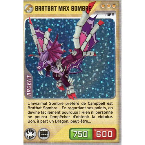 Carte panini invizimals defis caches bratbat max sombre n° 311 argent ...