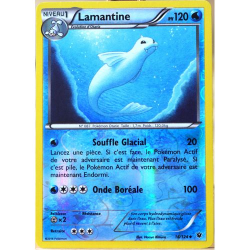 Carte Pokémon 16/124 Lamantine 120 PV - REVERSE XY - Impact des Destins ...