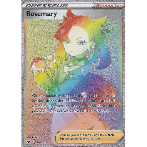 Carte Pokemon - Rosemary - 208/202 - Secrète rare rainbow - épée et ...