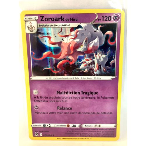 Carte Pokemon - Zoroark de hisui 076/196 HOLO - rare - eb11 Origine Perdue | Rakuten