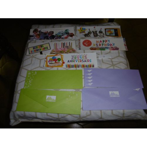 CARTES MARQUES PAGES 6.5X20CM JOYEUX ANNIVERSAIRE avec enveloppes lot ...