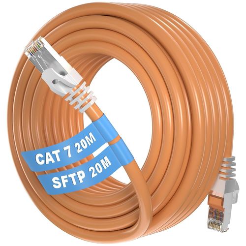 Cat 7 Câble Ethernet 20m, Extérieur Cable RJ45 20m Blindé SFTP Câble ...