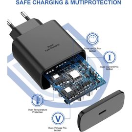 Chargeur USB-C charge rapide 45W avec câble USB-C 2m pour Samsung Galaxy S23 Ultra/S22+/S21/S20 ...