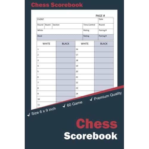 Chess Book Perfect Strike Chess Scorebook - 50 Games, Heavy Duty (5.5x8 ...
