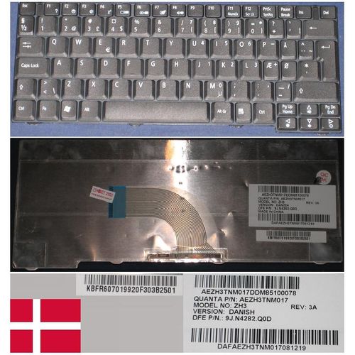 Clavier Qwerty Danois / Danish Pour ACER FERRARI 1000, ZH3 Series, Noir ...