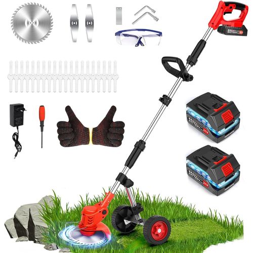 CLOUDDS_21V Debroussailleuse Electrique Sans Fil,Débroussailleuse À Batterie Avec Roues ...