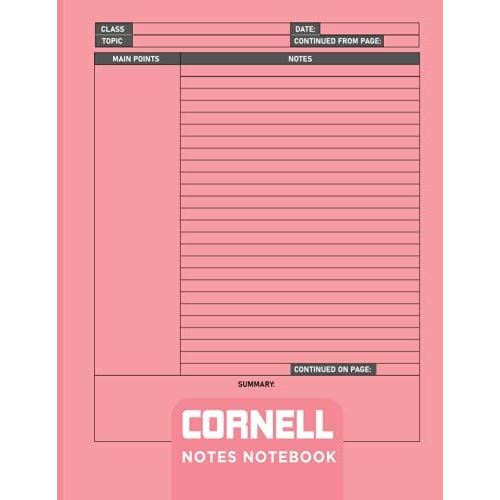 Cornell Notes Notebook: Cornell Style Note Taking Notebook for Students ...