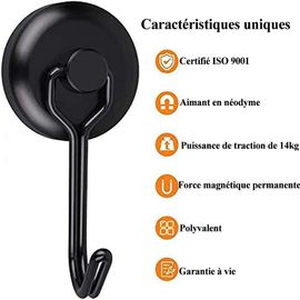 Crochet Aimanté Puissant Magnetique Frigo Noir Néodyme Pivotants Aimant ...