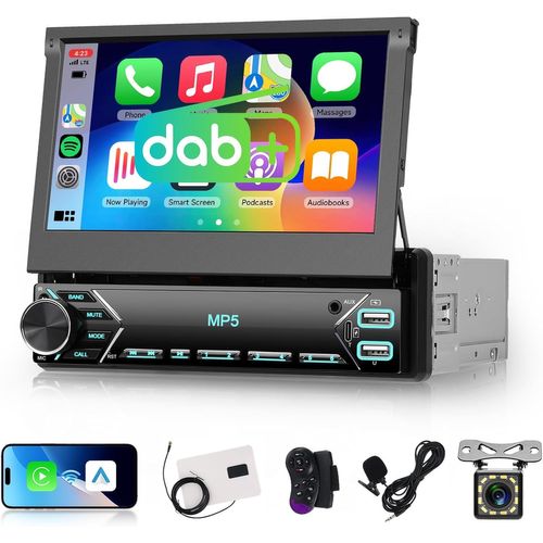 Dab Autoradio 1 Din Avec Ecran Retractable De 7 Pouces, Écran Tactile Radio 1 Din Avec Sans Fil ...