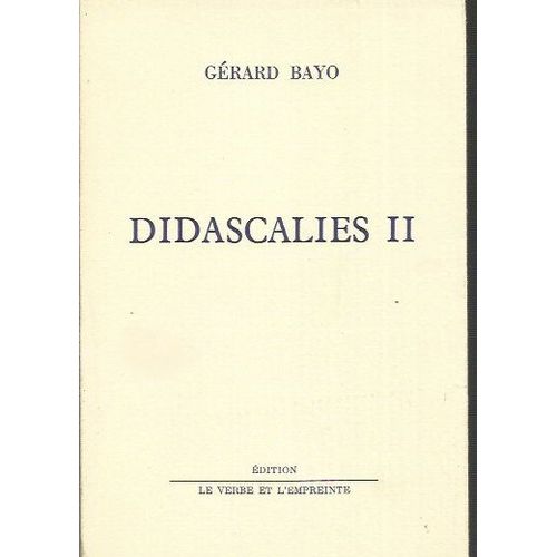 DIDASCALIES II - Livre ancien | Rakuten