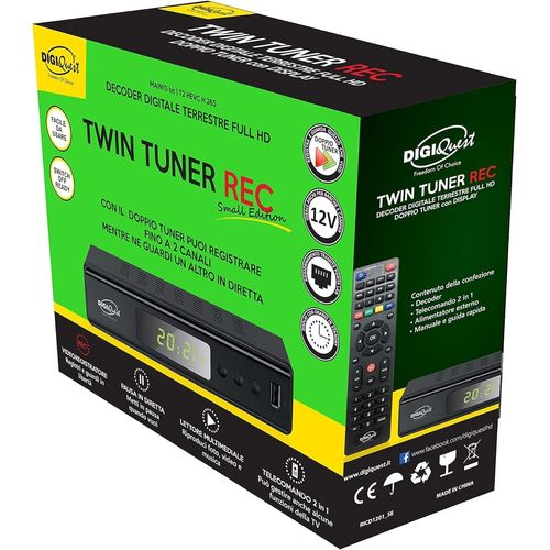 Digiquest Twin Tuner Rec Récepteur Tnt Hd Dvb-T2 Hevc H.265 Chipset 10 Bits,Tuner Terrestre ...