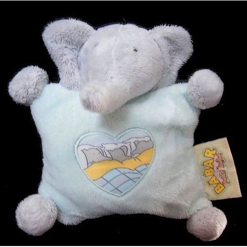 Doudou Peluche Eléphant Babar NELVANA Semi-Plat Coussin Bleu Gris Coeur ... Doudou Peluche Eléphant Babar NELVANA Semi-Plat Coussin Bleu Gris Coeur ...