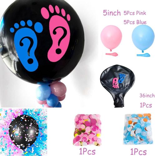 Ensemble de Ballons Géants en Latex Noirs pour Révéler le Sexe du Bébé, Produit pour Confettis ...
