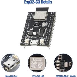 Esp32-C3 Esp32-C3-Devkitm-1 Carte De Développement Esp32-C3-Mini-1 Wifi+Bt Le Module Esp32-C3Fn4 ...