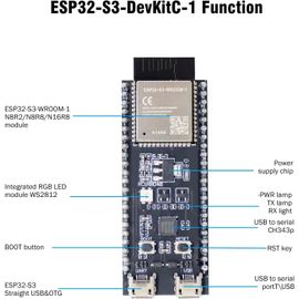 ESP32-S3 ESP32-S3-DevKitC-1 Conseil de développement ESP32-S3 avec ESP32-S3-WROOM-1-N16R8 Module ...