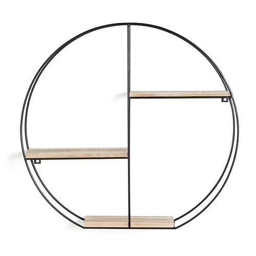 Etag?re murale ronde LILY 3 niveaux asym?triques bois et m?tal design industriel | Rakuten