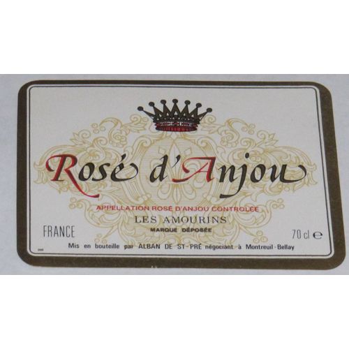 ETIQUETTE ANCIENNE WINE LABEL ROSÉ D ANJOU LES AMOURINS DE ALBAN DE ...