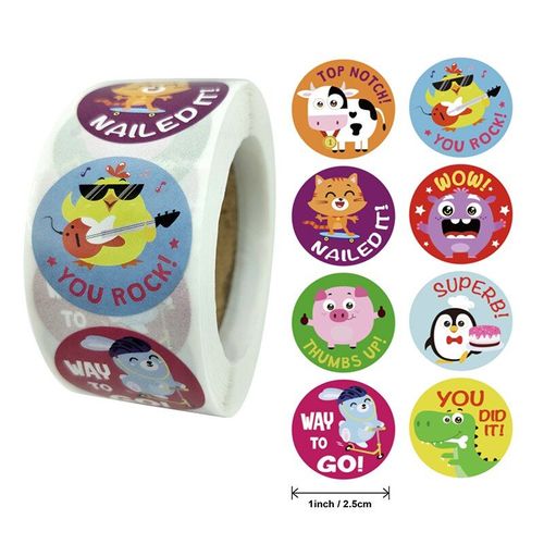 Étiquettes autocollantes remerciement Animal coloré Danc, 500 pièces ...