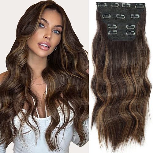 Extension de cheveux synthétiques noirs pour femmes,postiche glamour ...