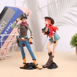 Figurine de dessin animé One Piece 19Cm Monkey.D.Luffy Cowboy Zoro Luffy Nami figurine en PVC ...