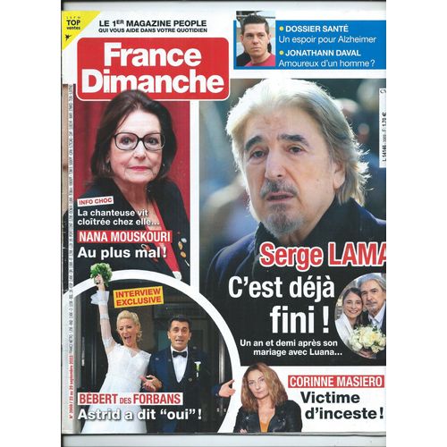France dimanche 23/09/2022 serge lama, nana mouskouri, bébert des ...