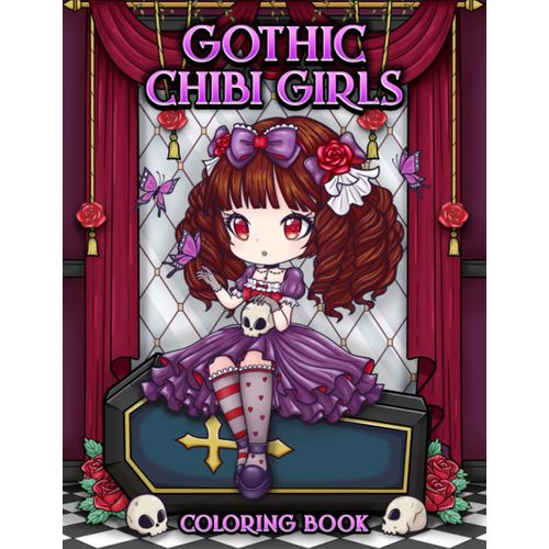 Gothic Chibi Girls Coloring Book: Creepy Kawaii Coloring Page of Spooky ...