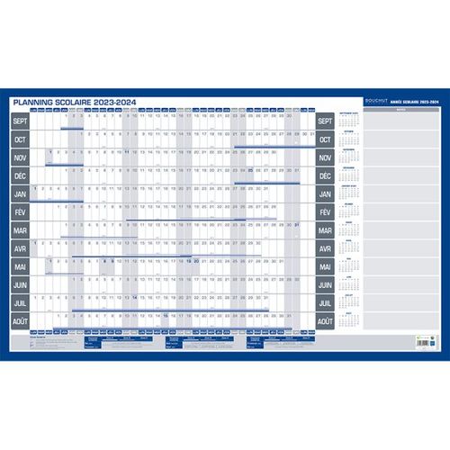 Grand planning effaçable - Calendrier - 2023/2024 - Scolaire - 12 mois ...